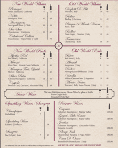 Menu - Authentic Italian Dishes and Fine Wines