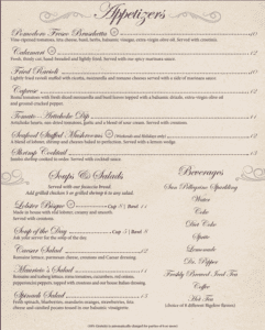 Menu - Authentic Italian Dishes and Fine Wines